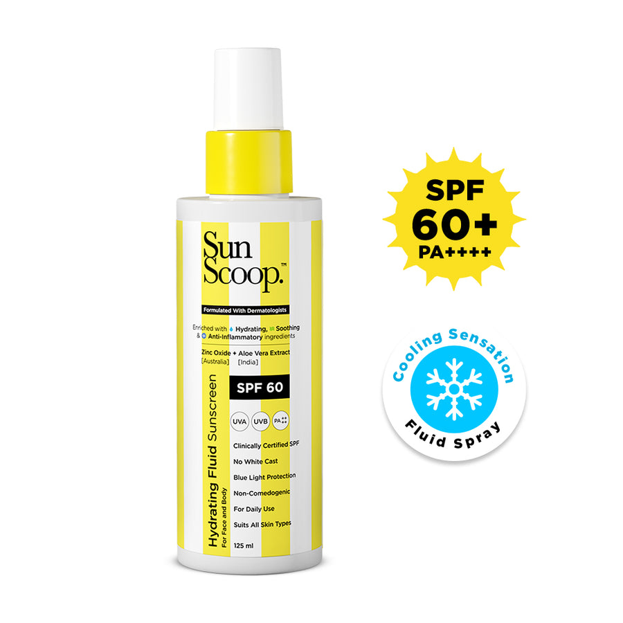 Hydrating Fluid Sunscreen Spray with SPF 60 for Face & Body | Sunscoop ...