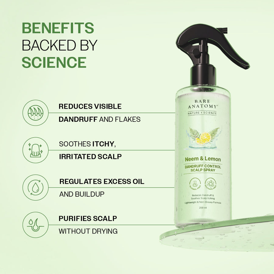 Dandruff Control Spray with Neem & Lemon for Smooth Scalp - Bare ...