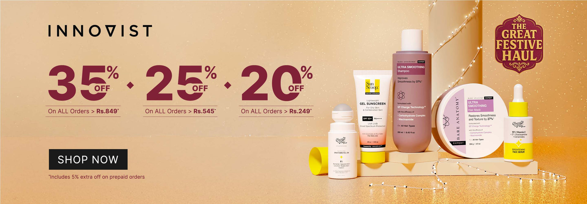 Innovist: Get Flat 35% OFF on Skincare, Haircare & Suncare Products
