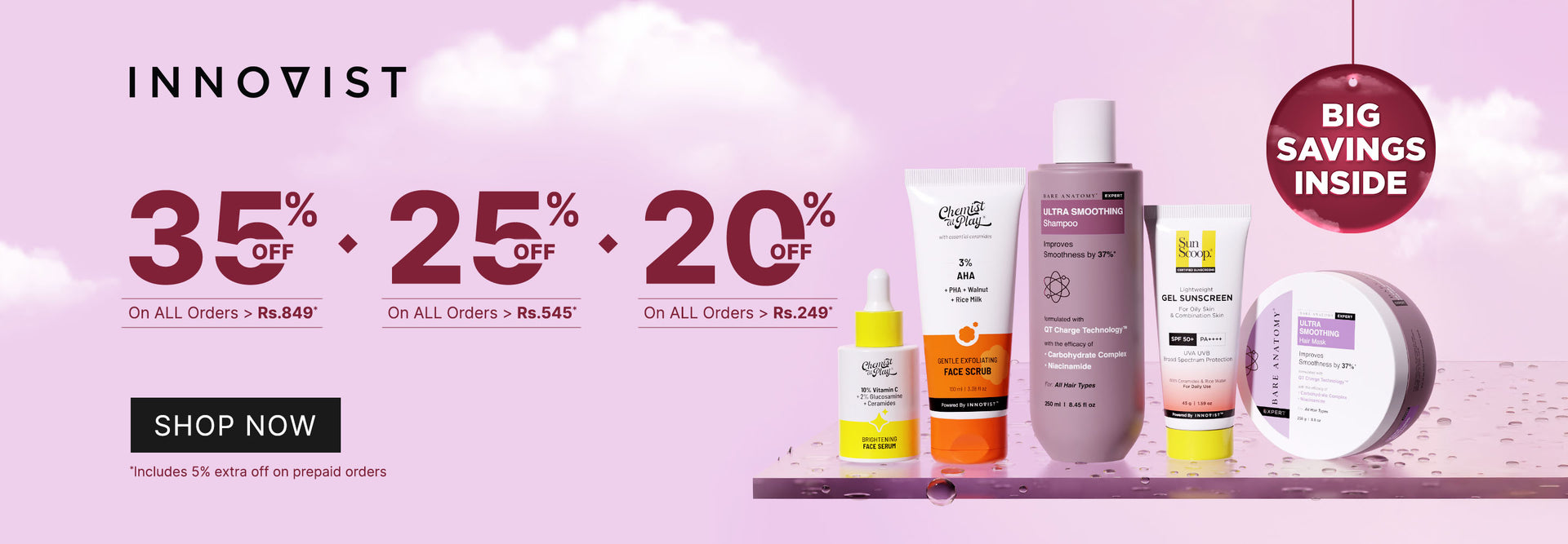 Innovist: Get Flat 35% OFF on Skincare, Haircare & Suncare Products